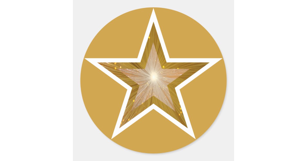 "Gold" Star round sticker yellow | Zazzle