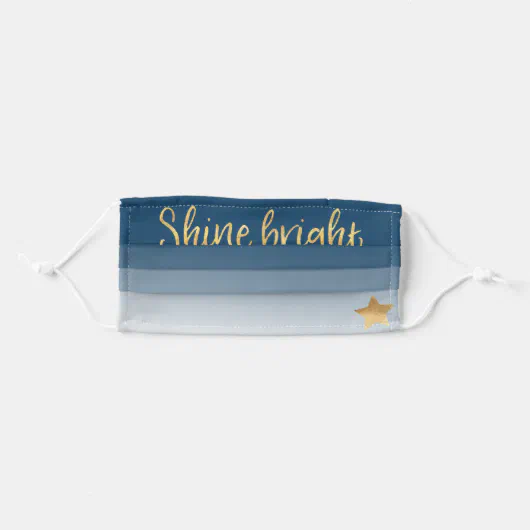 Gold Star Shine Bright Blue Ombre Adult Cloth Face Mask | Zazzle