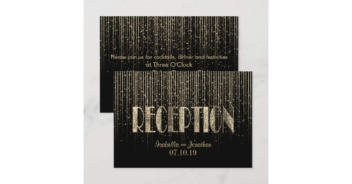 Gold Star Shower and Black - Reception Invitation | Zazzle
