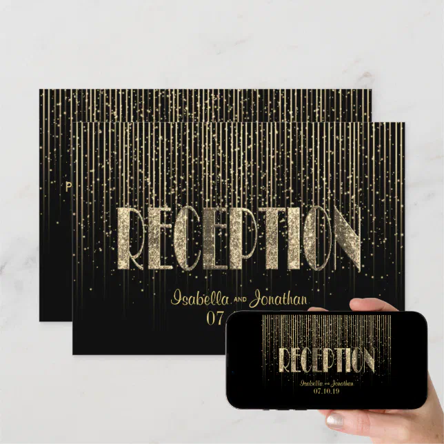 Gold Star Shower and Black - Reception Invitation | Zazzle