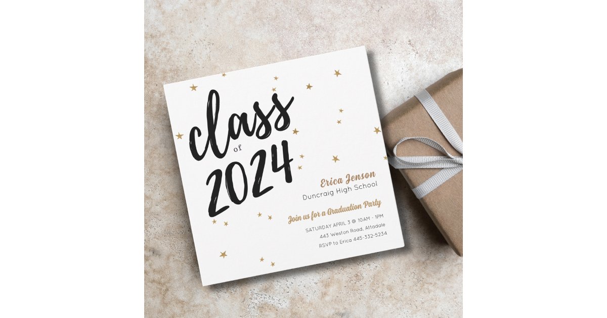 Gold Star Simple Graduation Party Invitation | Zazzle