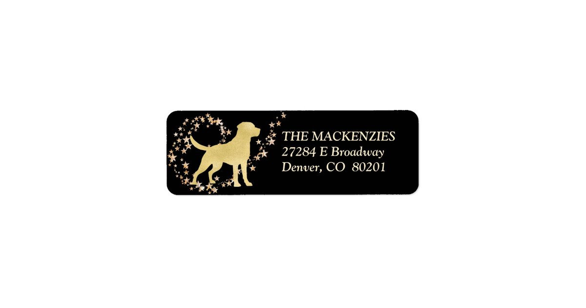 Gold Star Swirl Labrador Retriever Dog Label | Zazzle