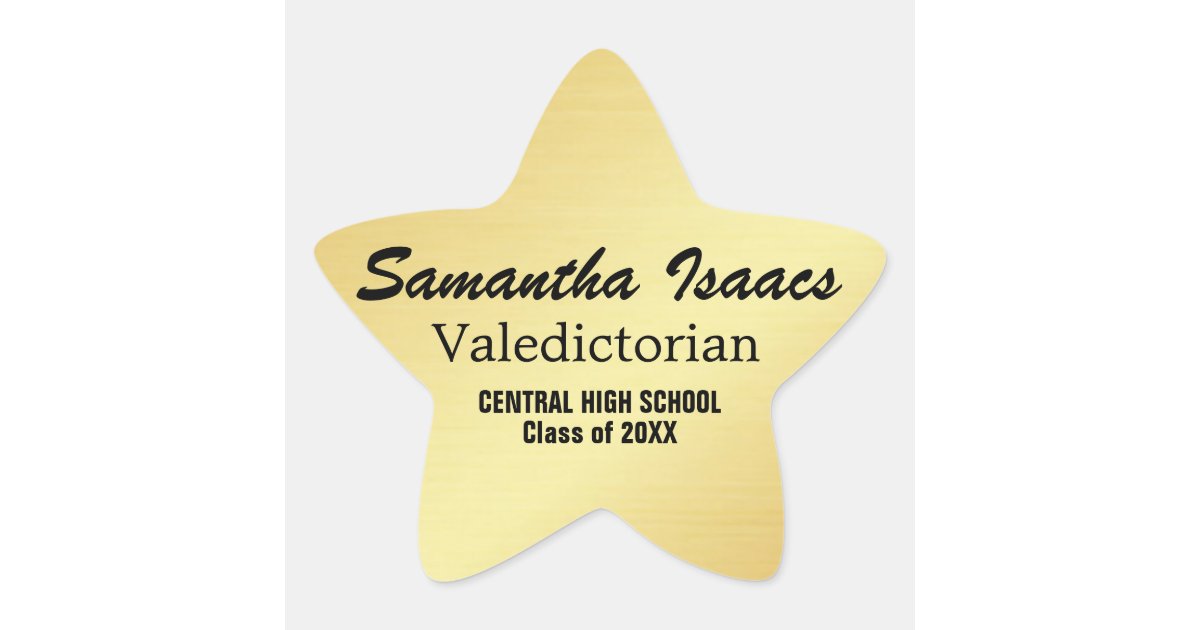 Gold Star Valedictorian Graduation Sticker | Zazzle