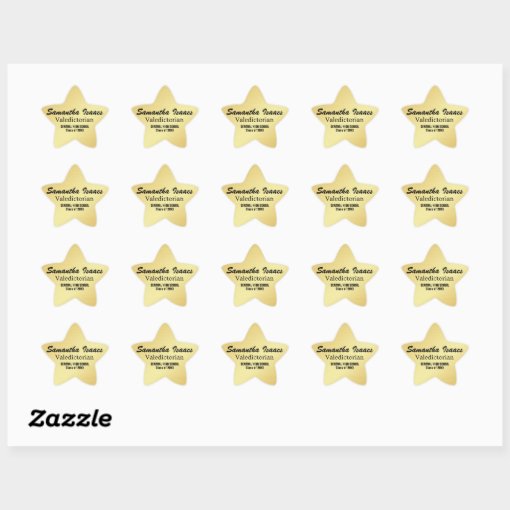 Gold Star Valedictorian Graduation Sticker | Zazzle