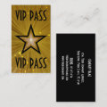 Gold Star 'VIP PASS' business card black back | Zazzle