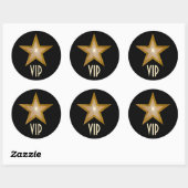 "Gold" Star VIP round sticker black | Zazzle