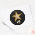 "Gold" Star VIP round sticker black | Zazzle
