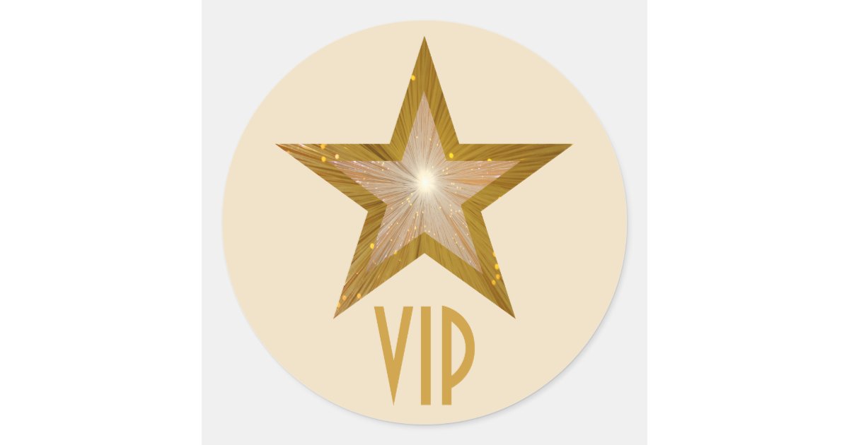"Gold" Star VIP round sticker cream | Zazzle