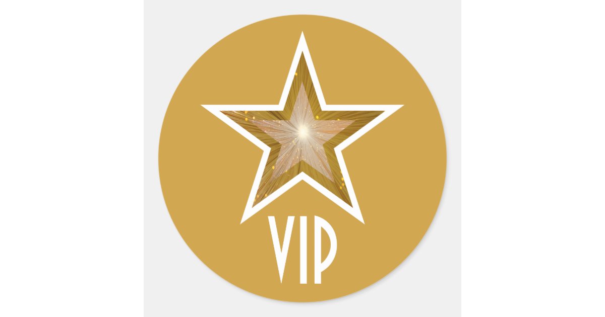 "Gold" Star VIP round sticker yellow | Zazzle