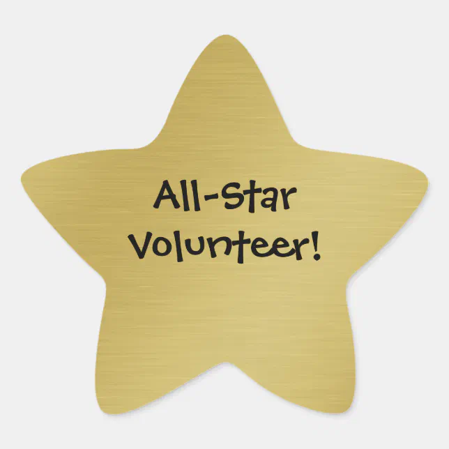 Gold Star Volunteer Recognition Star Sticker | Zazzle