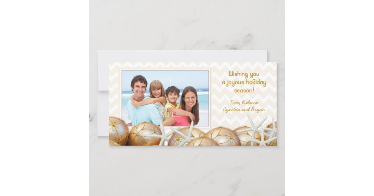 Gold Starfish Photo Christmas Cards | Zazzle