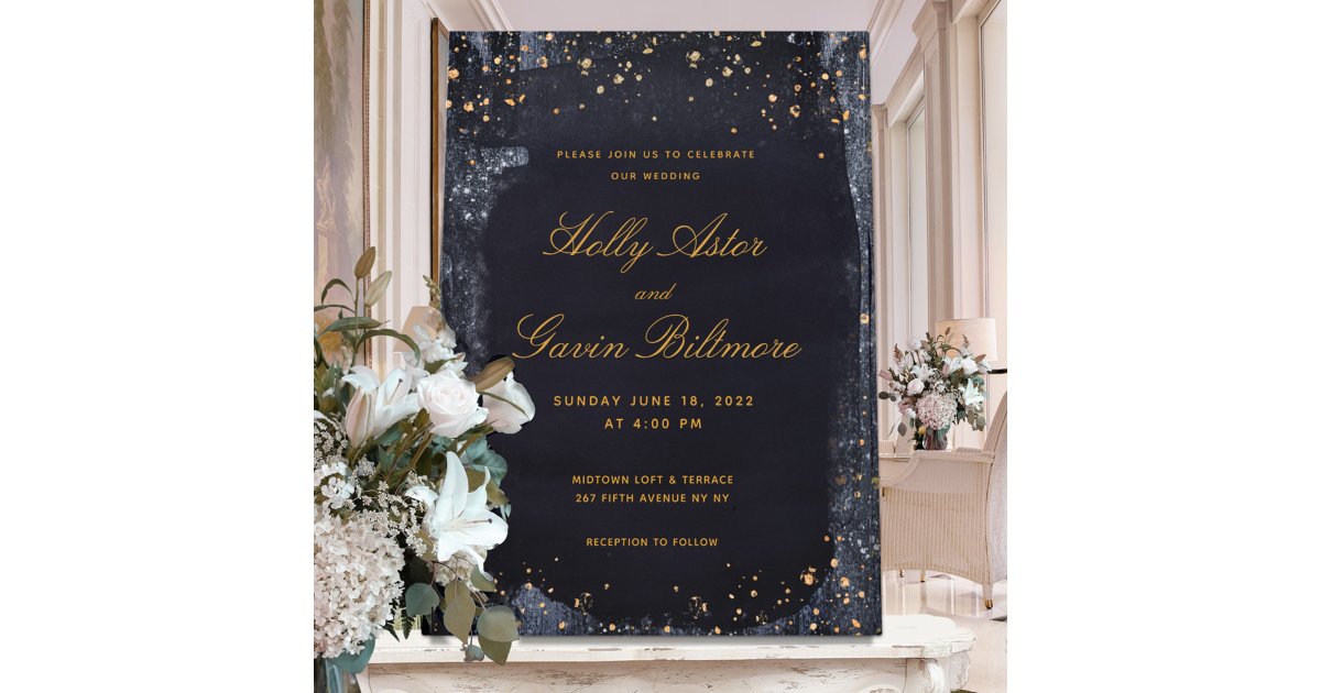 Gold Starry Night Wedding Invitation | Zazzle