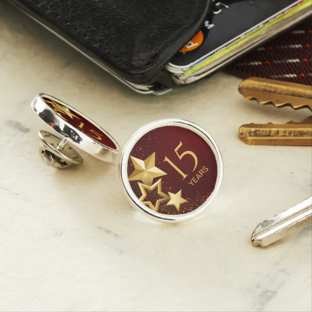 Gold Stars 15 Years Employee Service Milestone Lapel Pin | Zazzle