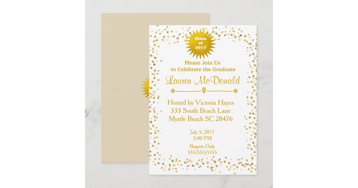 Gold Stars 2018 Graduation Invitation | Zazzle
