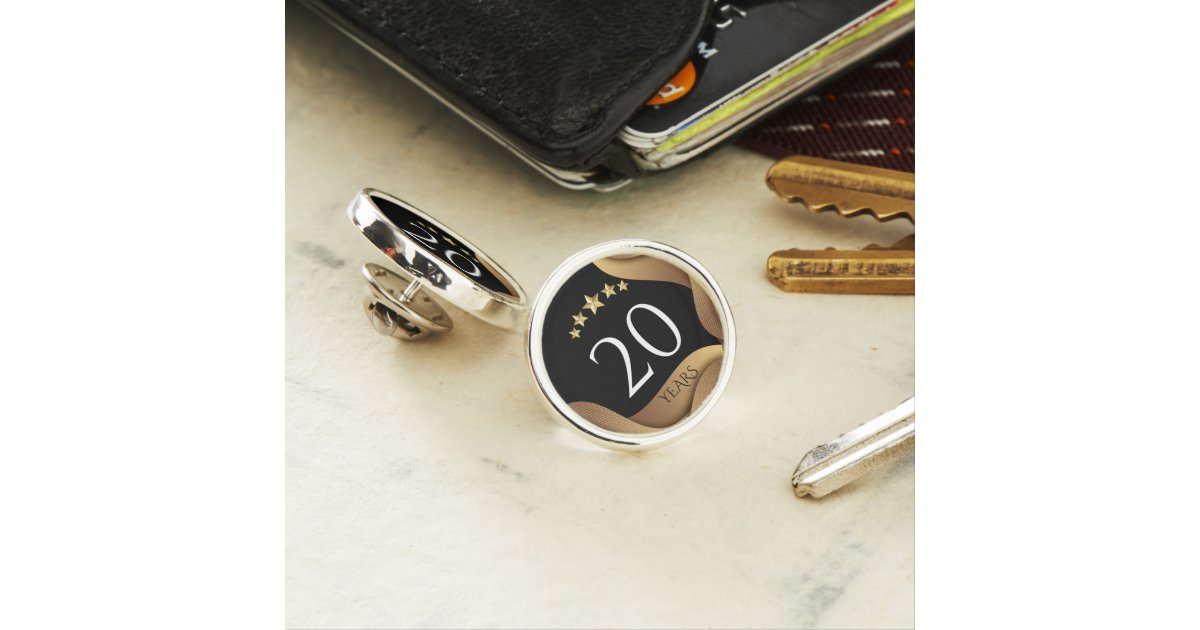 Gold Stars 20 Years Employee Service Milestone Lapel Pin | Zazzle