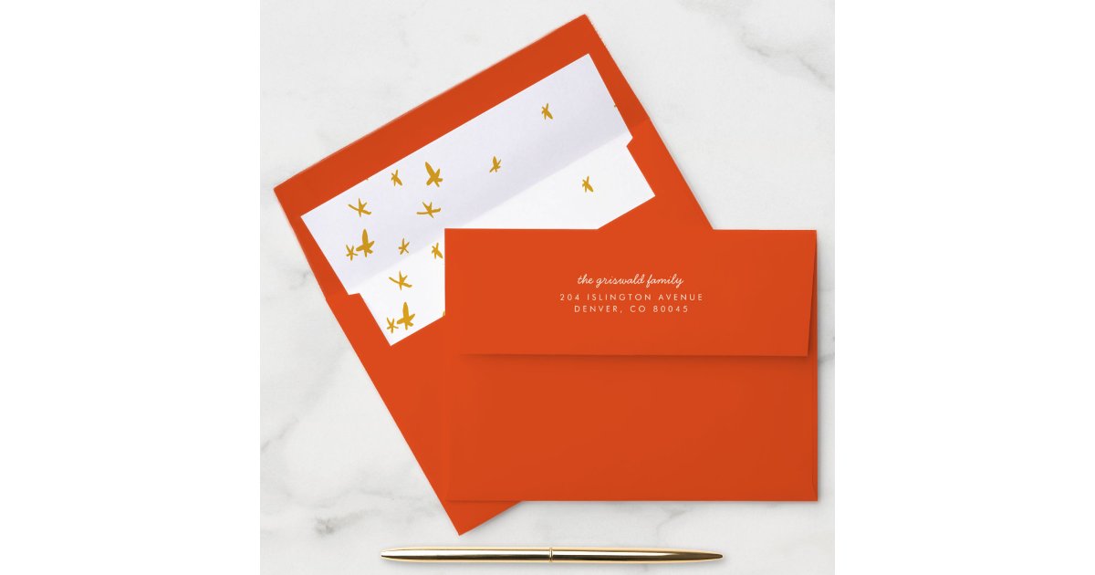 Gold Stars Christmas Liner Return Address Envelope | Zazzle