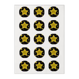 Gold Stars Custom Name Hollywood Party Edible Frosting Rounds | Zazzle