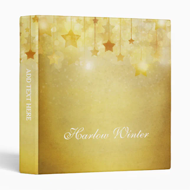 Gold Stars Glitter Personalized Binder | Zazzle