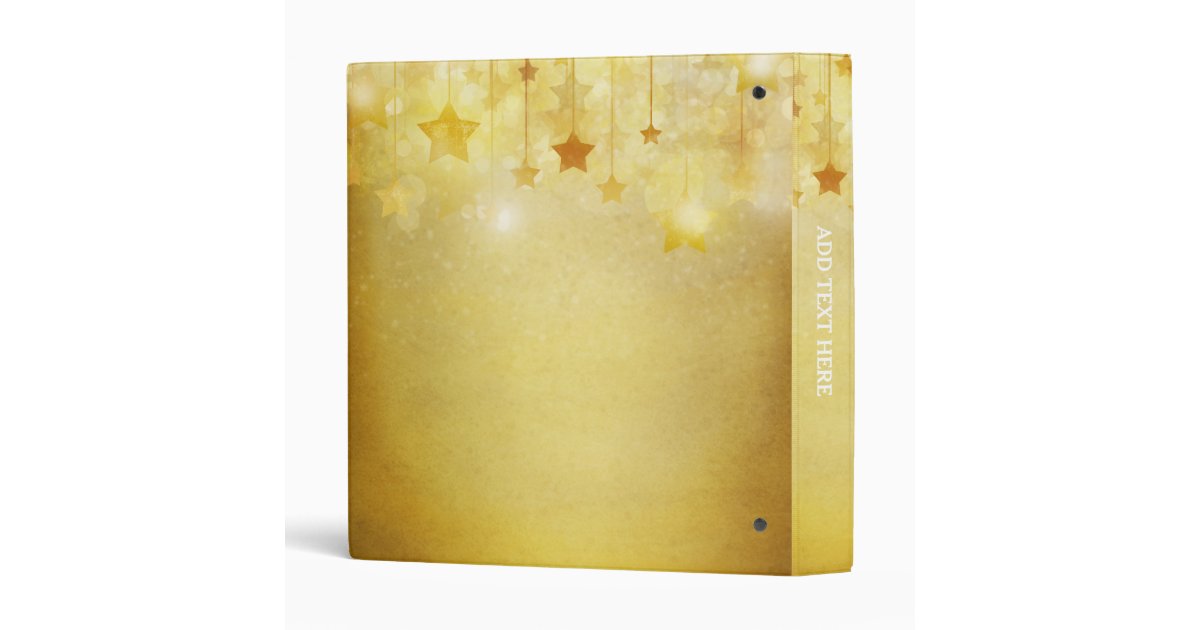 Gold Stars Glitter Personalized Binder | Zazzle