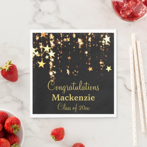 Gold Stars Graduation Paper Napkins | Zazzle