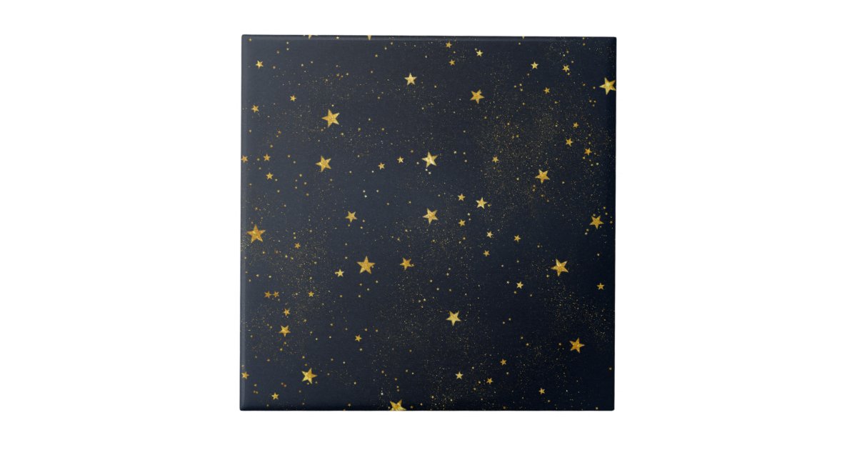 Gold Stars In Night Sky Ceramic Tile | Zazzle