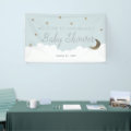 Gold Stars & Moon Blue Baby Shower Banner | Zazzle