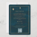 Gold Stars Moon Indigo Celestial Qr Code Wedding Invitation | Zazzle