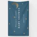 Gold Stars & Moon Navy Blue Baby Shower Banner | Zazzle
