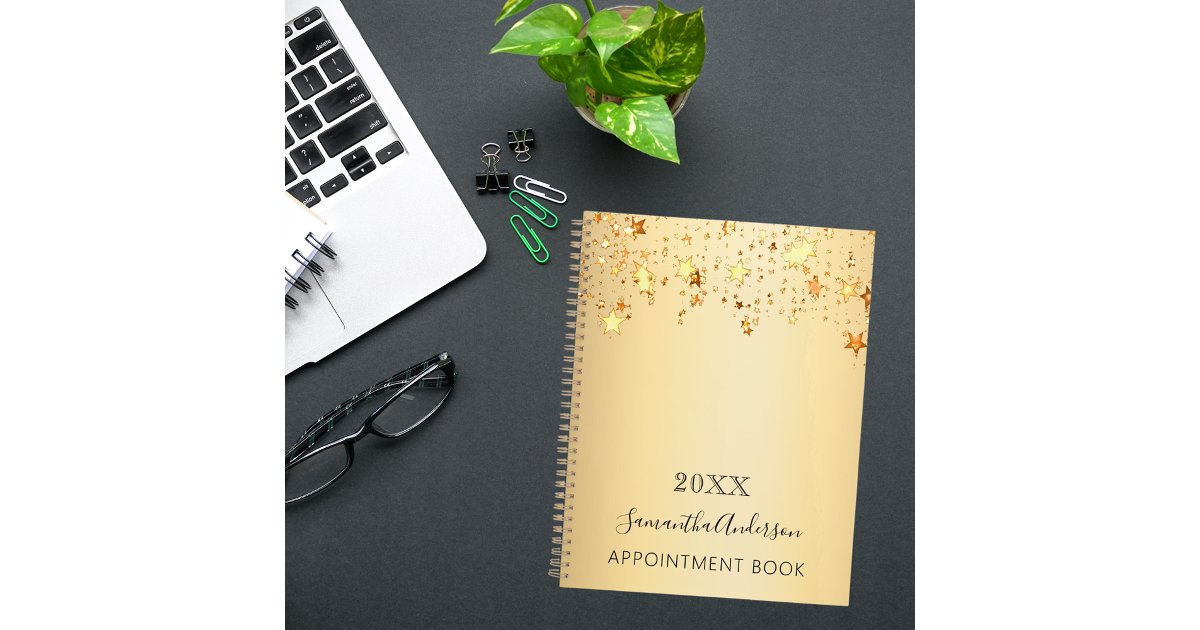 Gold stars name script 2025 planner | Zazzle