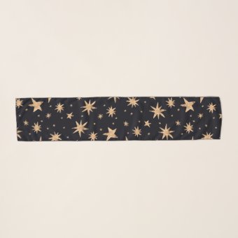 Gold Stars Navy Sky Trendy Starry Pattern Scarf | Zazzle