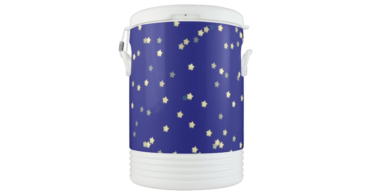Gold Stars On Blue Beverage Cooler | Zazzle