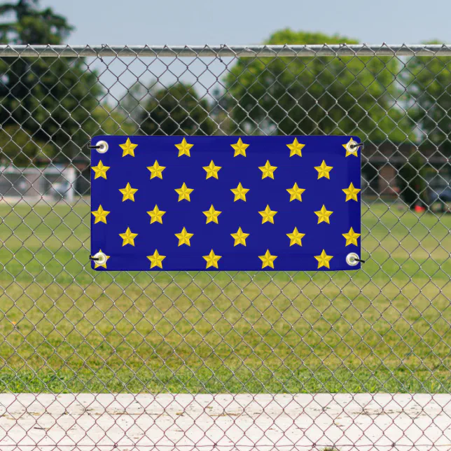 Gold Stars Pattern, Navy Blue, Exclusive Banner | Zazzle