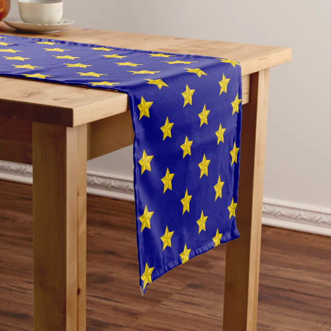 Gold Stars Pattern, Navy Blue, Exclusive Short Table Runner | Zazzle