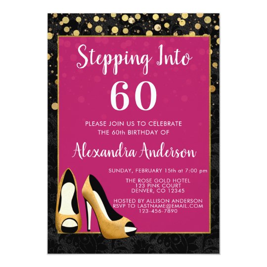 Gold Stepping into 60 Birthday Party Invitation | Zazzle.com