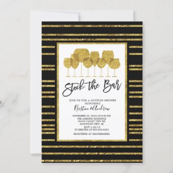 Gold Stock the bar Couples Shower Invitation | Zazzle