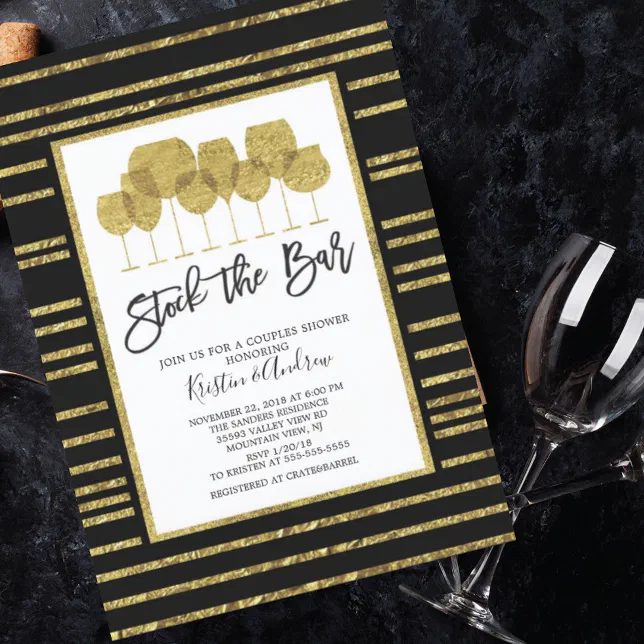 Gold Stock the bar Couples Shower Invitation | Zazzle