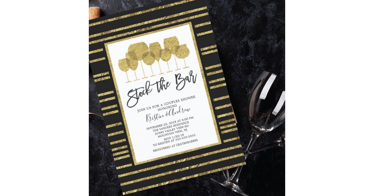 Gold Stock the bar Couples Shower Invitation | Zazzle