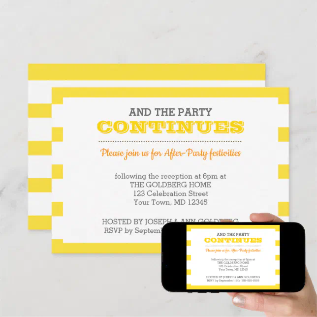 Gold Stripe and Sunflower After Party Card | Zazzle