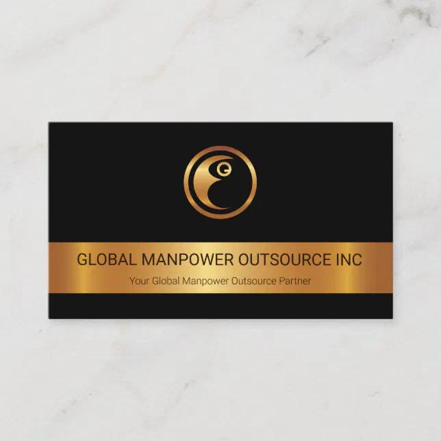 Gold Stripe Gold Manpower Logo Recruitment Business Card | Zazzle