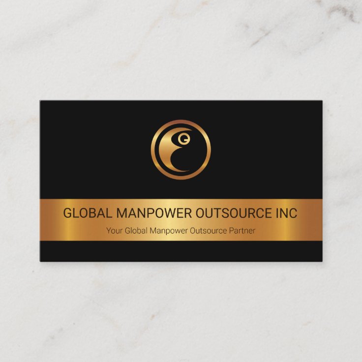 Gold Stripe Gold Manpower Logo Recruitment Business Card | Zazzle