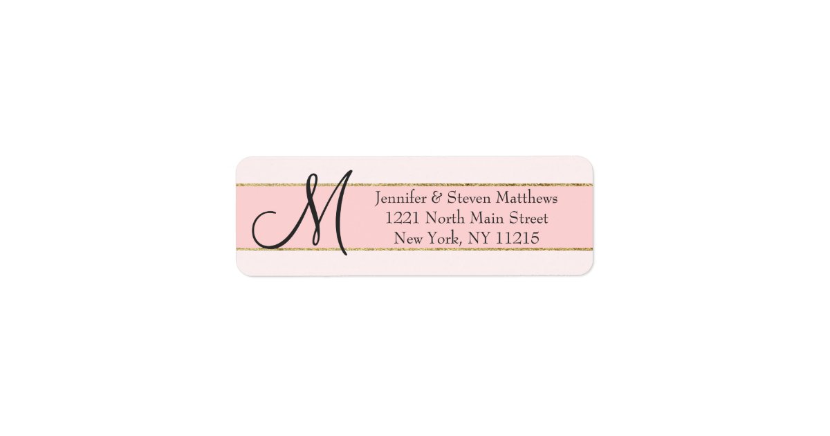 Gold Stripe Pink Monogram Initials and Name Labels | Zazzle