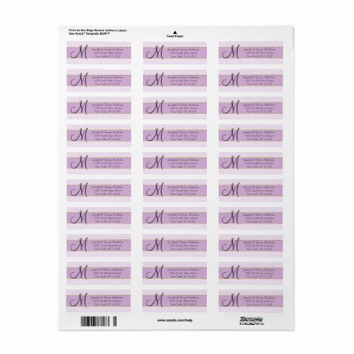 Gold Stripe Purple Monogram Initials and Name Label | Zazzle