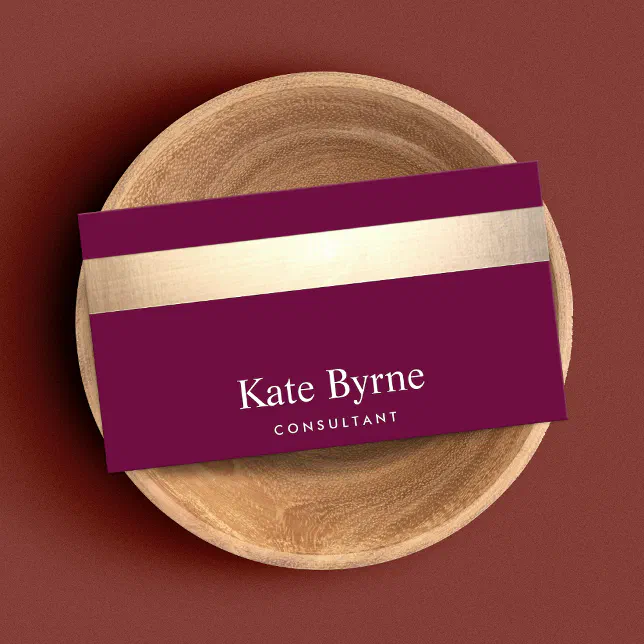 Gold Striped Modern Stylish Burgundy Maroon Business Card | Zazzle