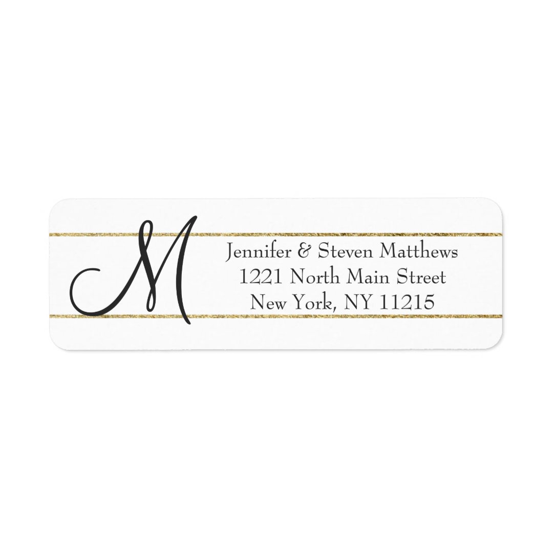 Gold Striped Monogram Initials and Name Labels | Zazzle