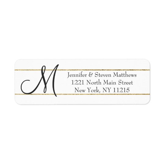 Gold Striped Monogram Initials and Name Labels | Zazzle.com