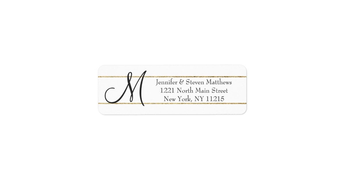 Gold Striped Monogram Initials and Name Labels | Zazzle