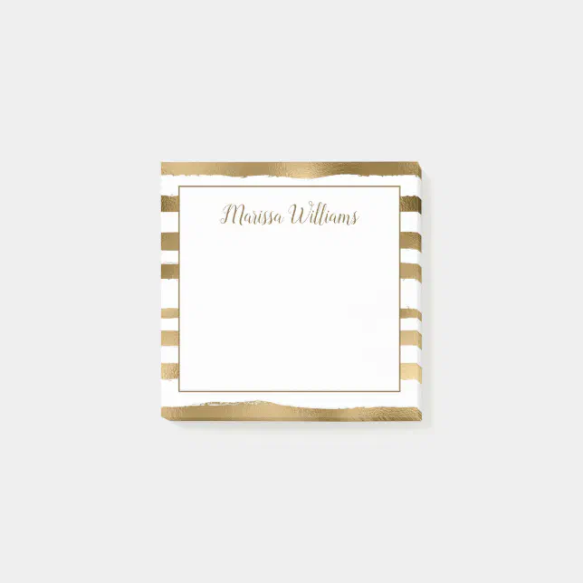 Gold Stripes Monogram Name Post-it Notes | Zazzle