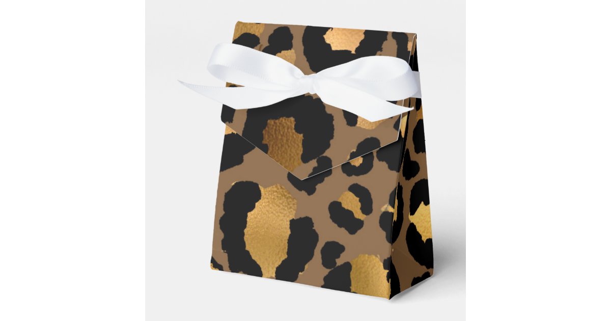 Gold Stripes on Metal Glamour Cheetah Skin Favor Boxes | Zazzle