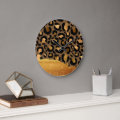 Gold Stripes on Metal Glamour Cheetah Skin Large Clock | Zazzle