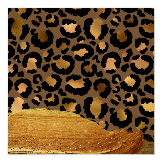 Gold Stripes on Metal Glamour Cheetah Skin Poster | Zazzle